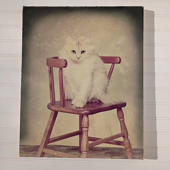 Handmade | Art | Vintage Persian Cat Portrait On Canvas Olan Mills ...